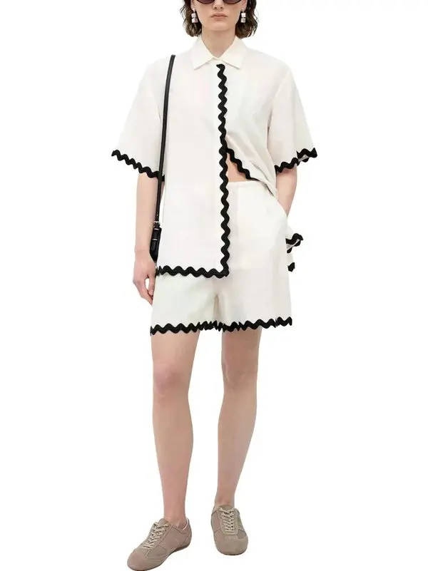 Hugo Ric-rac Trim Linen Shorts - White