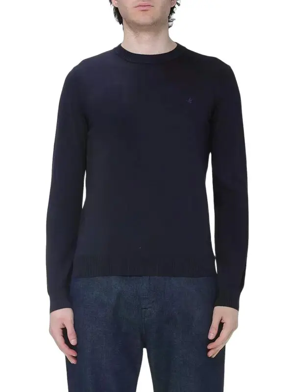 BROOKSFIELD Navy Embroidered Crew Neck Sweater - Blue