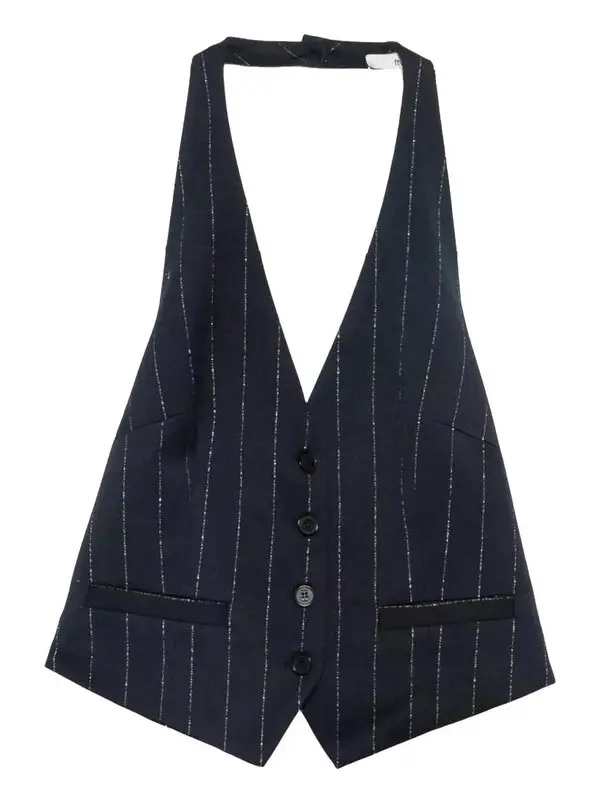Maje Pinstripe Halter Neck Top - Blue