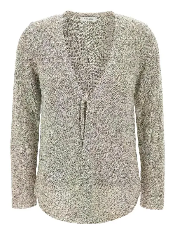 KANGRA Sequin-embellished Asymmetrical Hem Cardigan - Neutrals