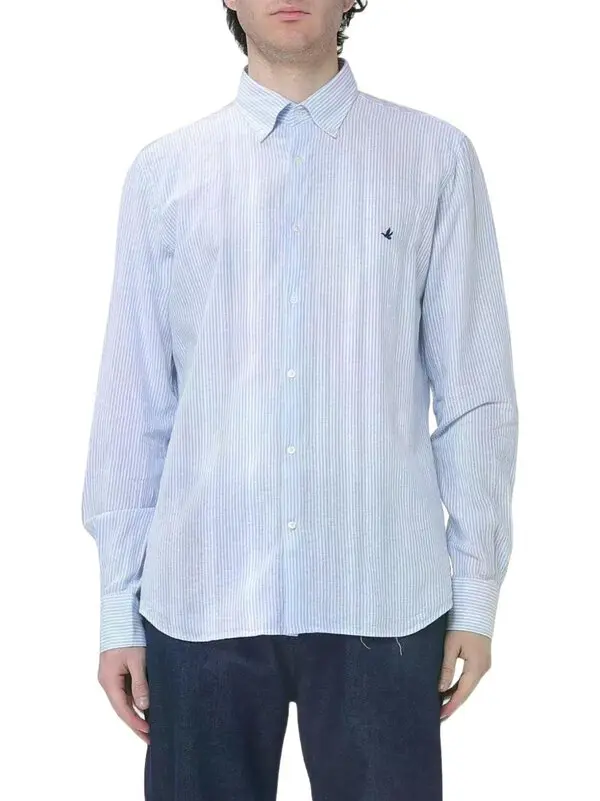 BROOKSFIELD Striped Linen Shirt - Blue