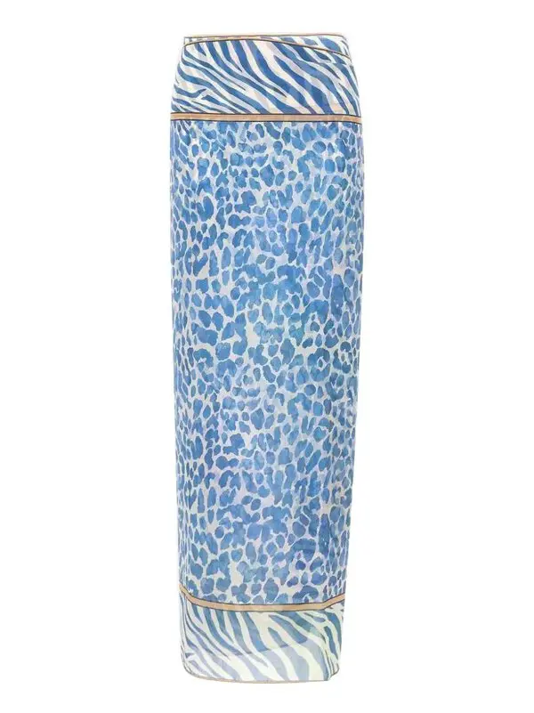 MC2 SAINT BARTH Safari Print Maxi Skirt - Blue