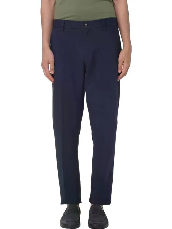 SIVIGLIA Tailored Slim Fit Trousers With Slub Texture - Blue