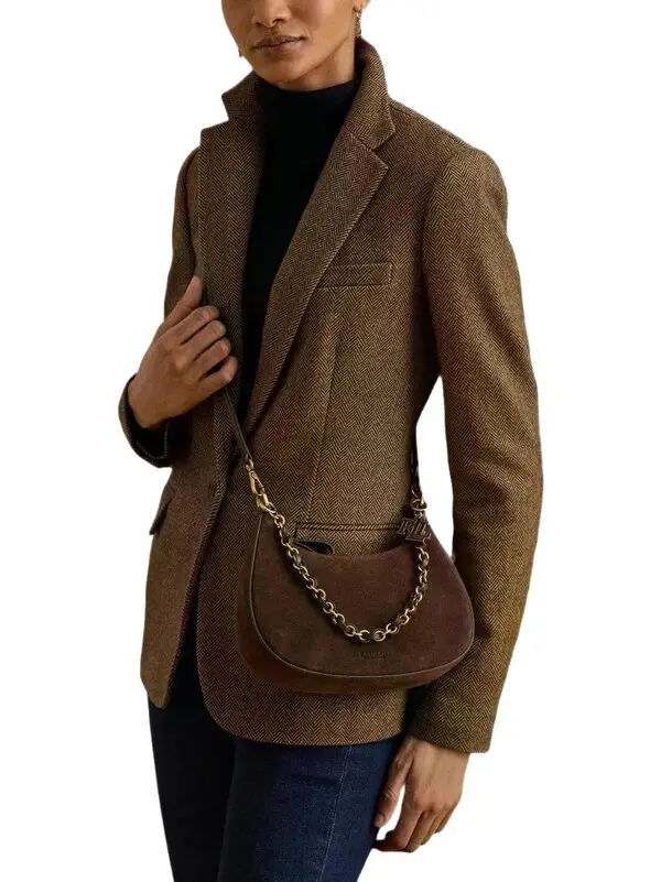 Ralph Lauren Marcy Suede Zip Shoulder Bag - Brown