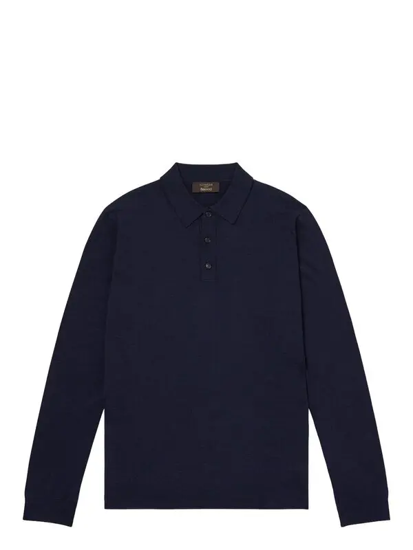 SLOWEAR Slim-fit Flexwool Polo Shirt - Blue