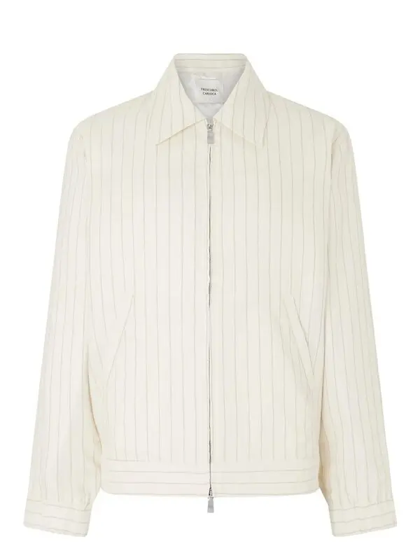 Frescobol Carioca Tomas Striped Linen And Cotton-blend Blouson Jacket - Neutrals