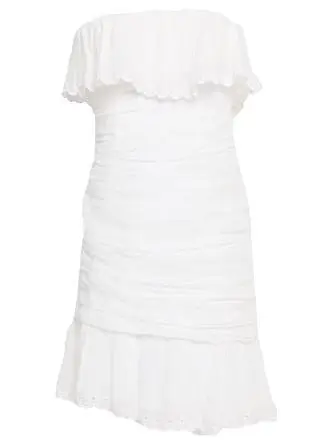 MARANT ETOILE Cotton Mini Dress With Embroidery And Tiered Hem - White