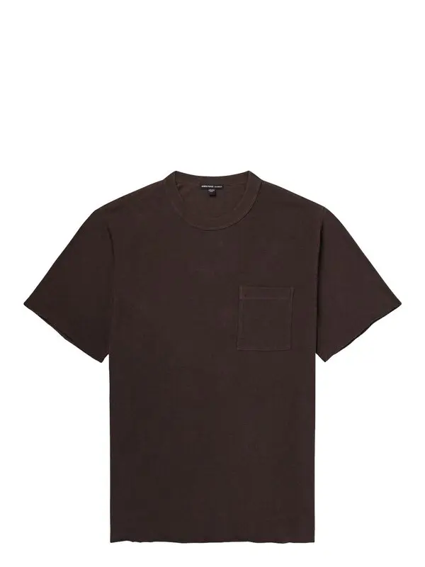 JAMES PERSE Distressed Cotton-jersey T-shirt - Brown
