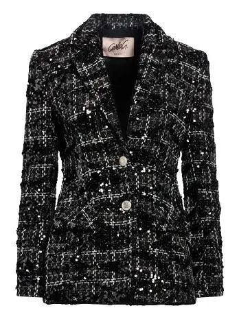 CARLA G. Single-breasted Sequined Tweed Blazer - Black