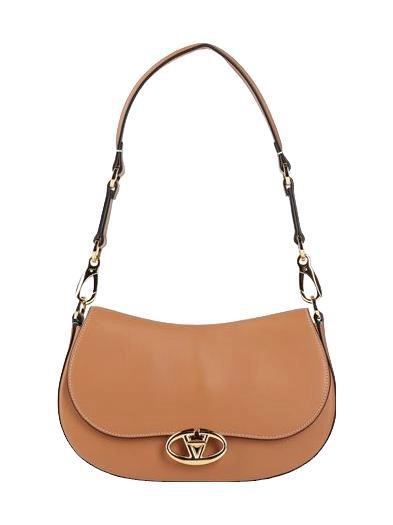 Valentino Garavani Leather Flap Bag With Appliqués - Brown