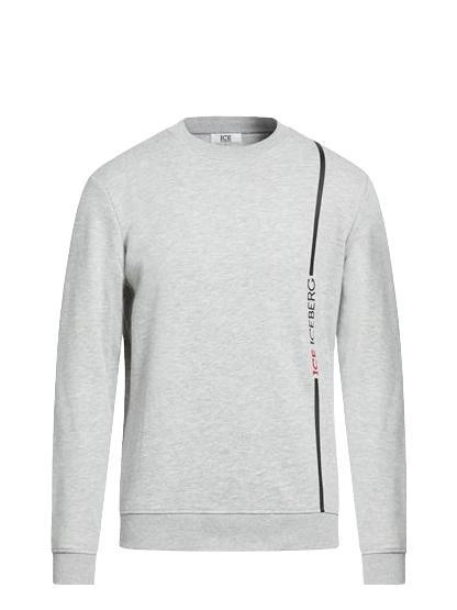 Iceberg Cotton Viscose Sweatshirt With Vertical Logo Detail - Light Grey
