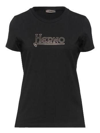 Herno Cotton Jersey T-shirt With Brand Logo - Black