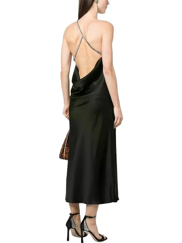 Dodo Bar Or One-shoulder Crystal Embellished Midi Dress - Black