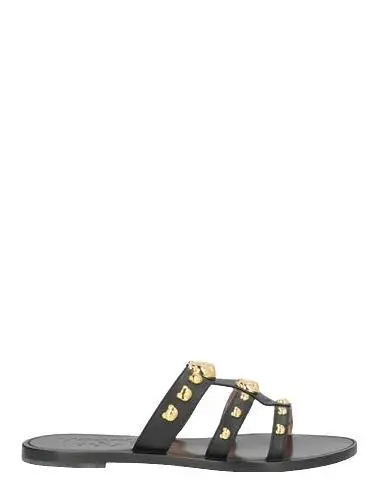 Moschino Calfskin Embellished Sandals - Black