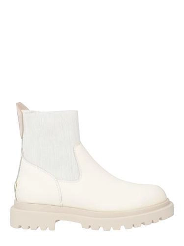 BLAUER. Leather And Textile Ankle Boots - Ivory