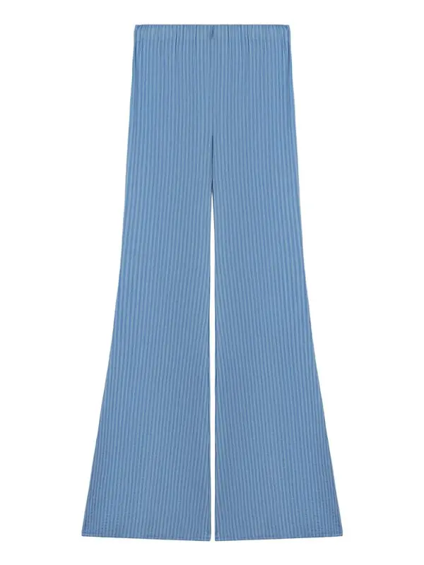 NOCTURNE High-waist Flare Ribbed Trousers - Blue