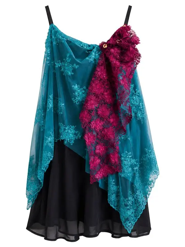 Miro Misljen Asymmetrical Layered Lace Dress - Blue/black