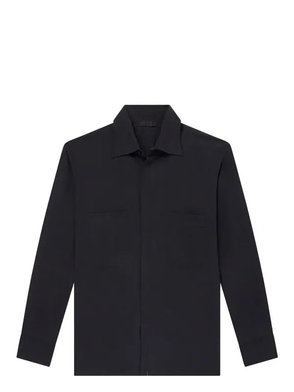 SAMAN AMEL Silk Overshirt - Black