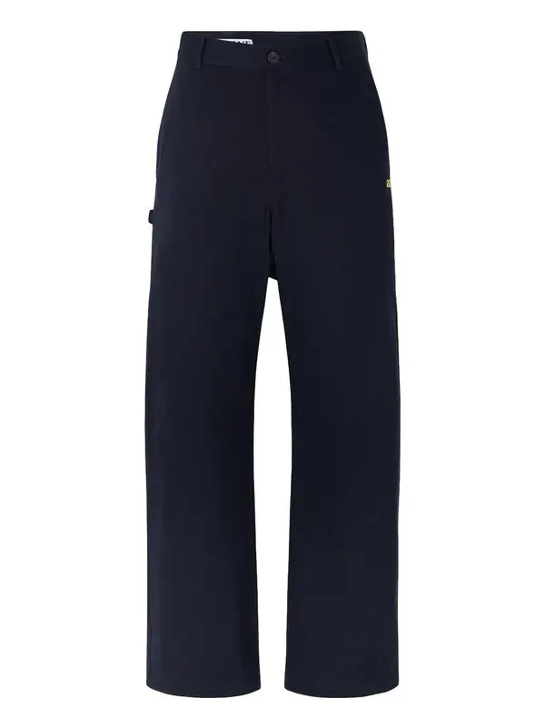 Loewe Logo-embroidered Wide-leg Cotton-blend Drill Trousers - Blue