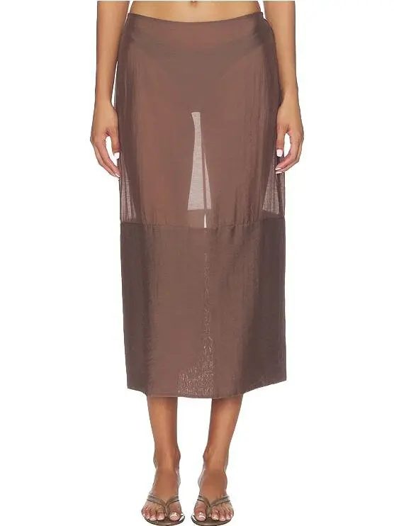 L'academie Cecille Midi Skirt - Mocha