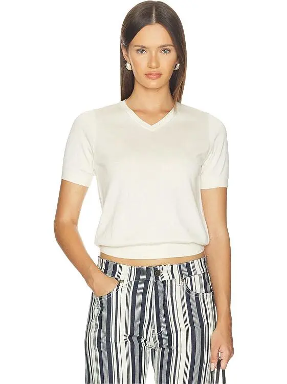 Renggli V-neck Knit Tee - Ecru