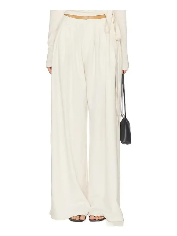 SNDYS. Evelina Wide Leg Pleated Pant Ivory - Bone