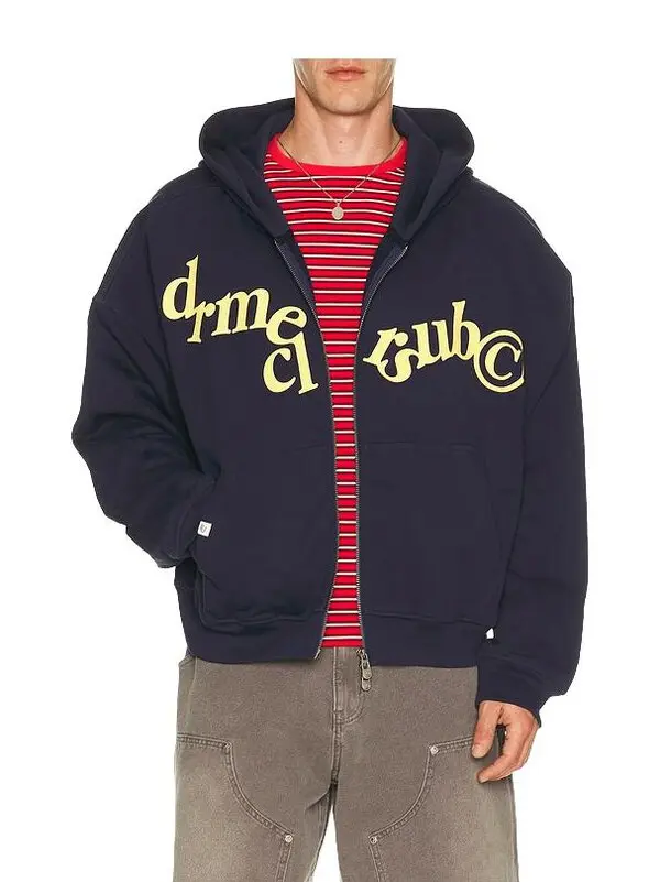 DRMERS CLUB Hanging Letters Zip Up Hoodie - Navy