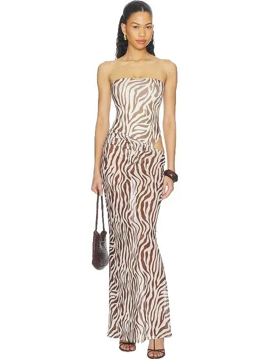 Superdown Kensington Strapless Print Maxi Dress - Zebra