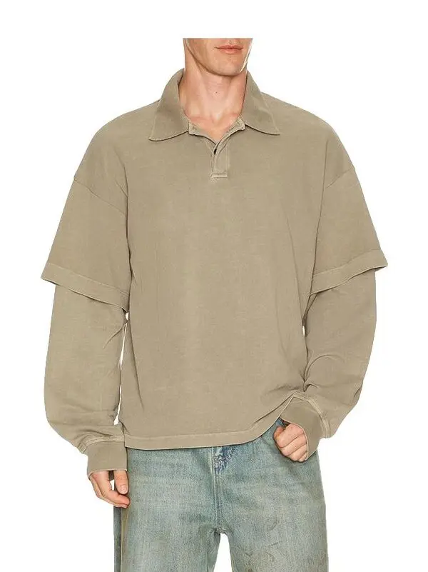 AGOLDE Curren Double Sleeve Polo In Blue - Tint