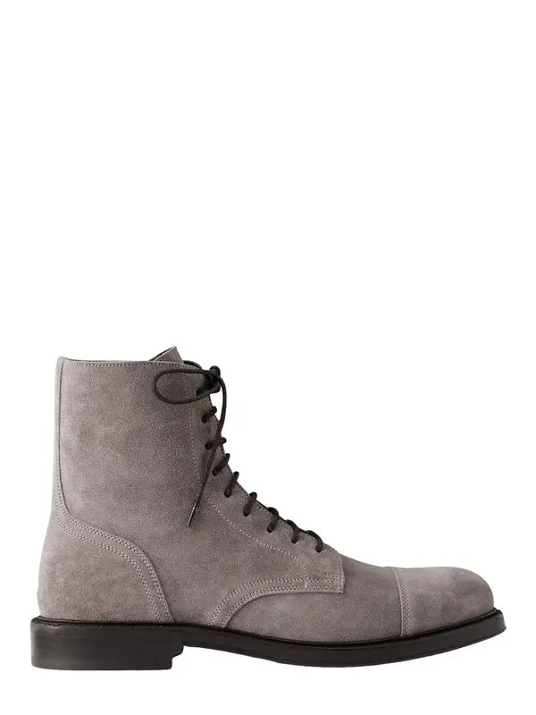 Brunello Cucinelli Suede Derby Boots - Gray