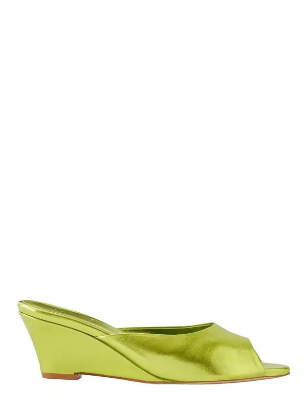 JAMIE HALLER The Kit Metallic Leather Mules - Green