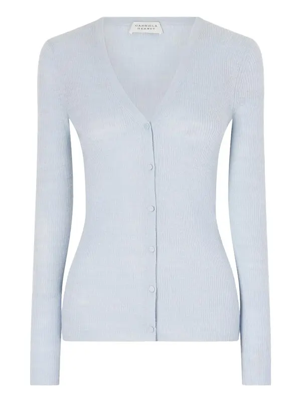 Gabriela Hearst Ribbed Cashmere, Silk And Hemp-blend Cardigan - Blue