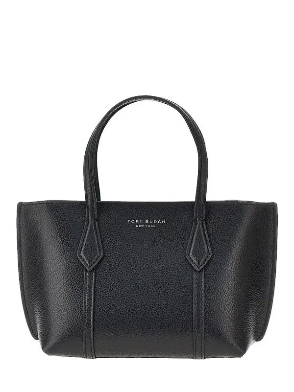 Tory Burch Perry Mini Shopping Bag In Grained Leather - Black