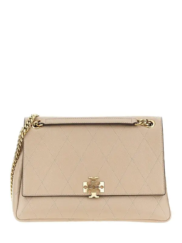 Tory Burch Charlie Quilted Leather Shoulder Bag - Beige