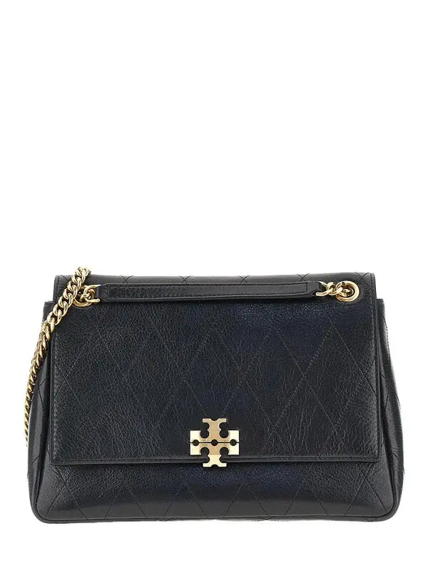 Tory Burch Charlie Quilted Leather Shoulder Bag - Black