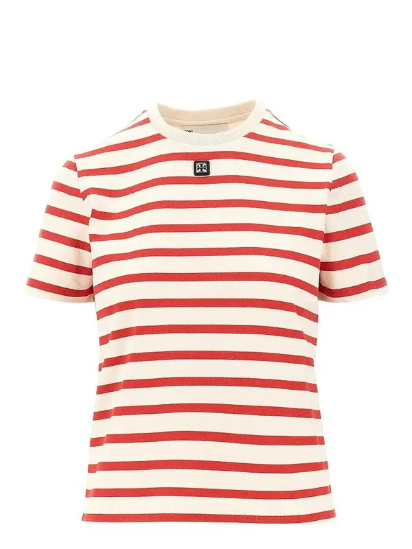 Tory Burch Striped Logo Detail T-shirt - Red