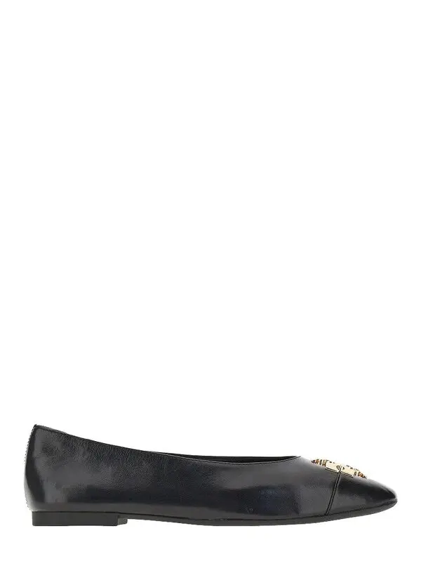 Tory Burch Charlie Nappa Leather Ballerinas - Black