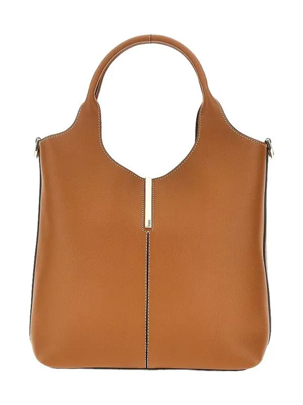 TOD'S Leather Small Shopping Tote Bag - Brown