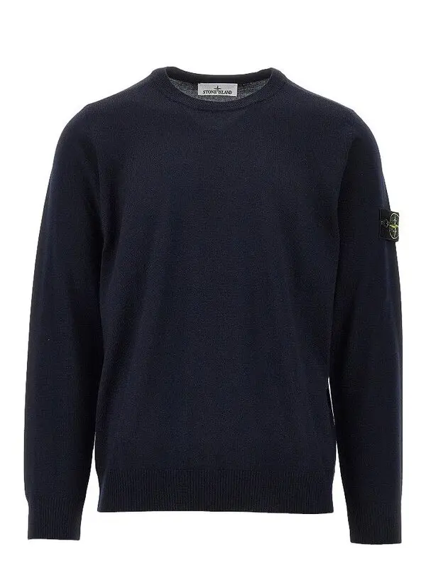 Stone Island Virgin Wool Crewneck Sweater - Blue