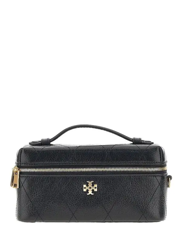 Tory Burch Quilted Leather Beauty Case Bag - Black