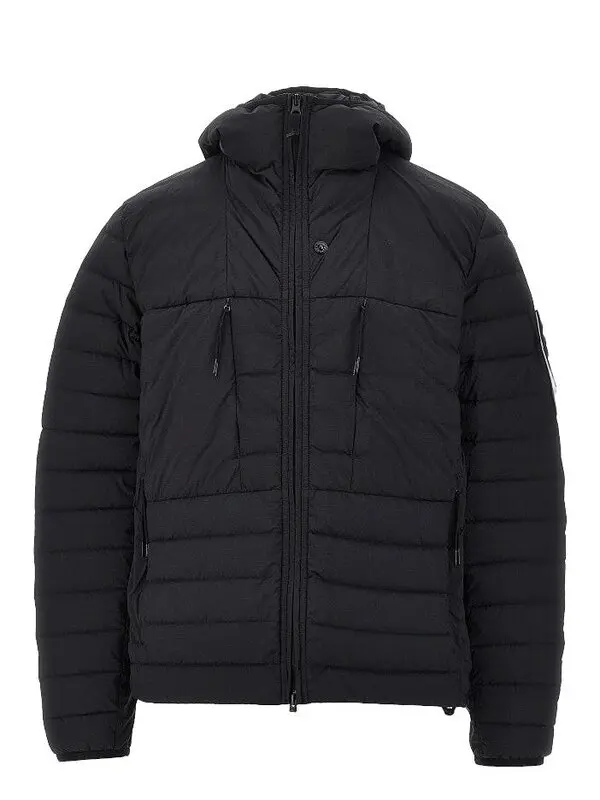 Stone Island Hooded Down-tc Jacket With Seamless Tunnels Quilting - Black