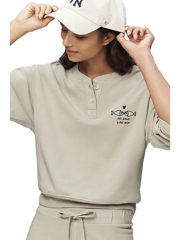 Anthropologie All Time Favorite Del Mar Henley Top - Moss