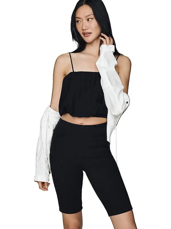 Stateside Gauze Bubble Tank Top - Black