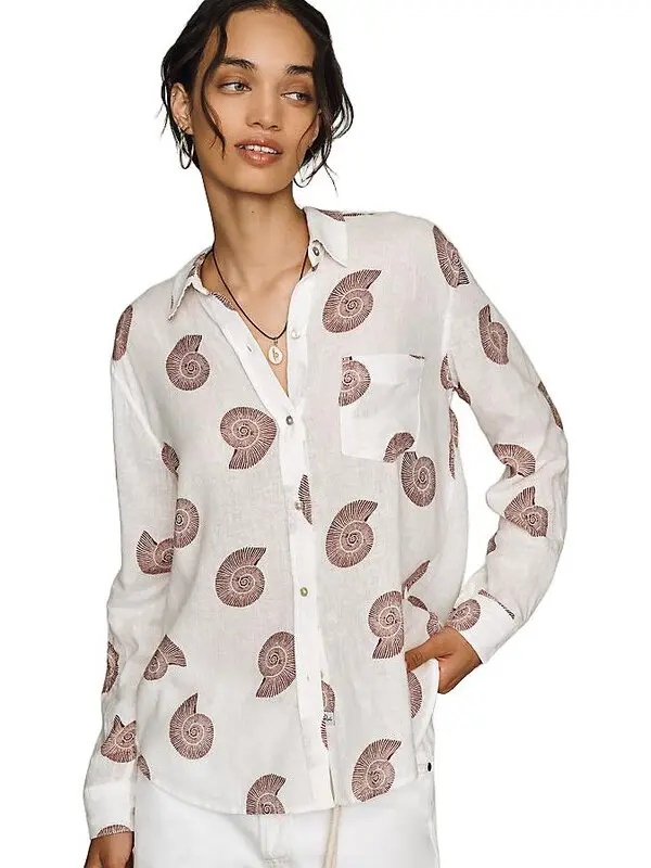 Rails Charli Button-down Shirt With Fossil Print - Spiral Shells