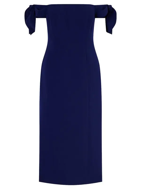 Carolina Herrera Off-the-shoulder Knotted Crepe Midi Dress - Blue