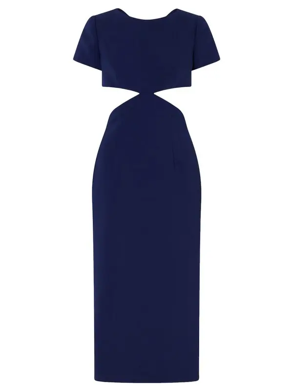 Carolina Herrera Bow-embellished Cut-out Crepe Midi Dress - Blue
