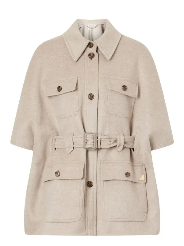 Max Mara Belted Cashmere Cape - Gray
