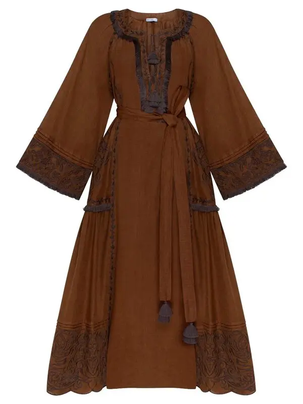 ANNABO Versailles Echo Maxi Dress - Brown