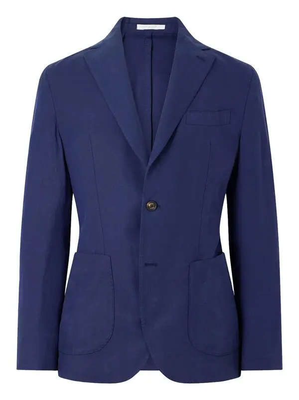 Eleventy Lyocell And Linen-blend Suit Jacket - Blue