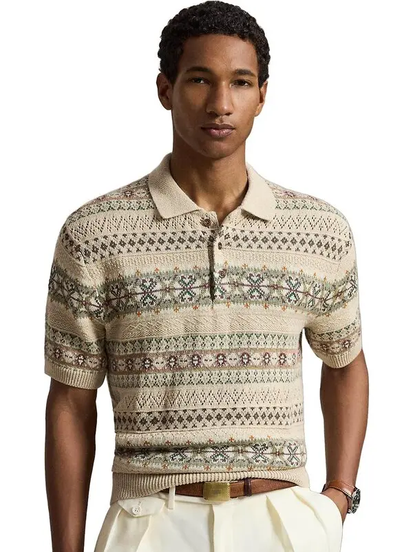 Ralph Lauren Fair Isle Polo-collar Sweater - Tan Combo